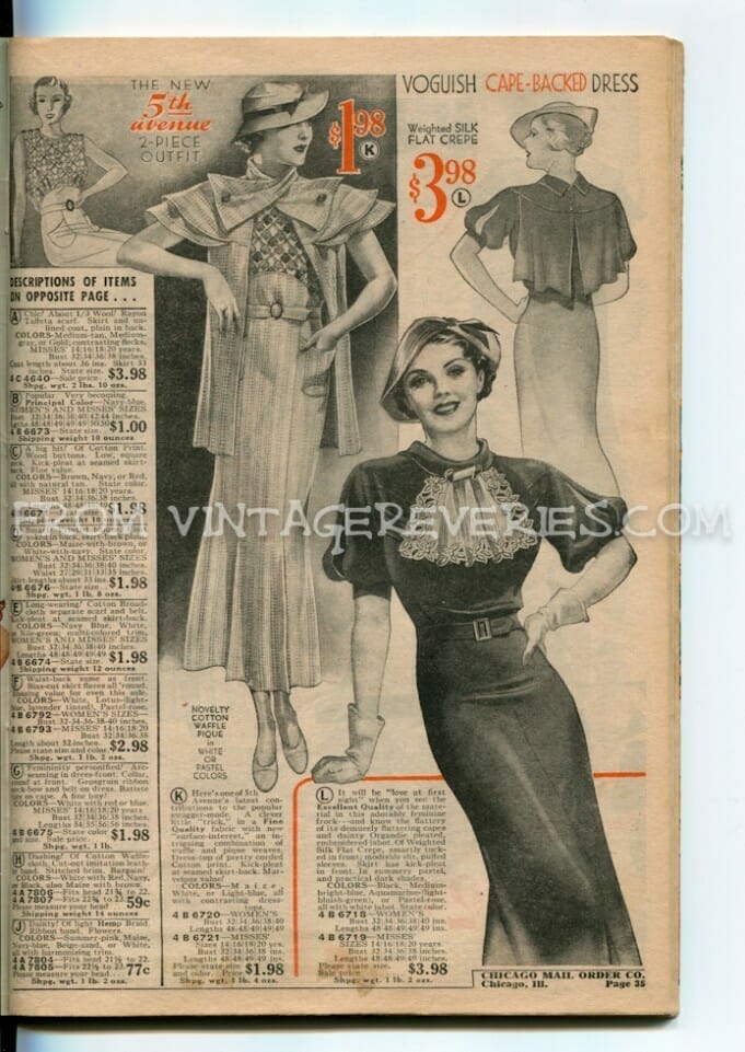 1935 Women's Dresses and Fashion