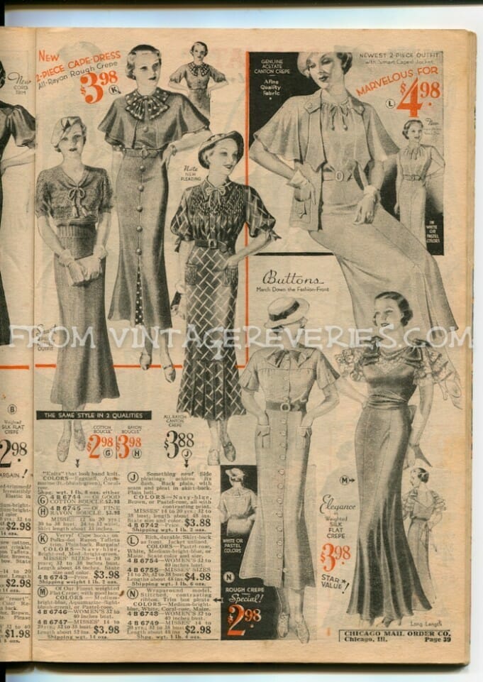 1935 Women's Dresses and Fashion