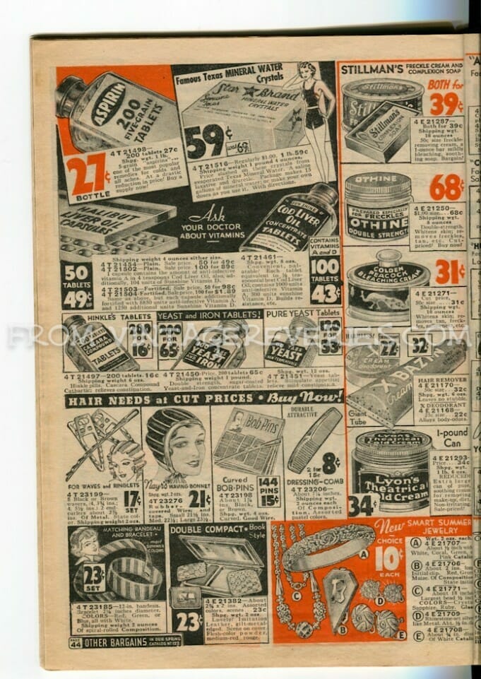 1935 ads for medicines, cosmetics, douches, sanitary napkins... etc.