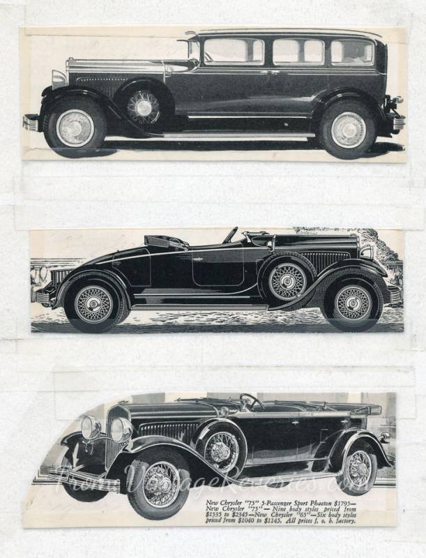 Six 1920s Chrysler car advertisements