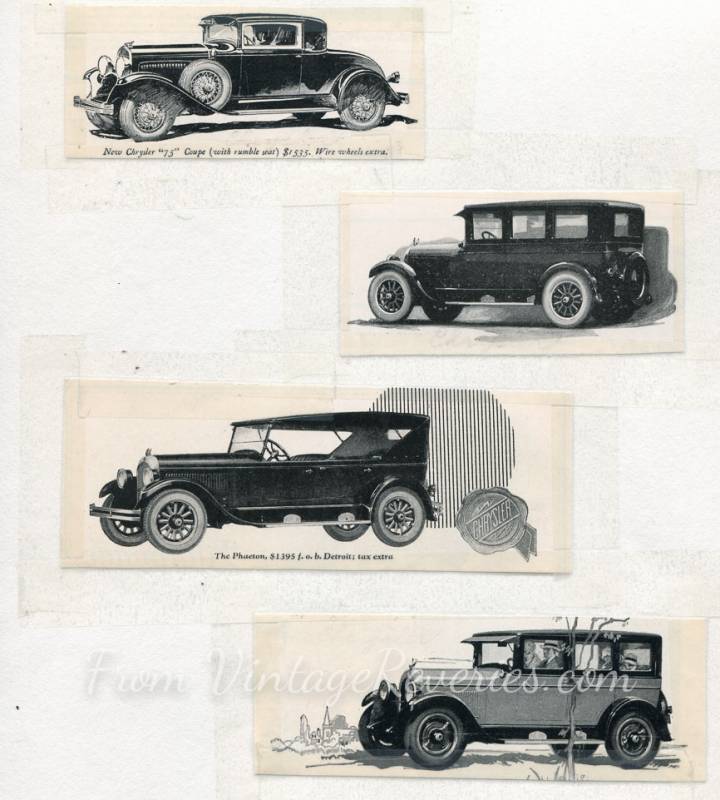 Six 1920s Chrysler car advertisements